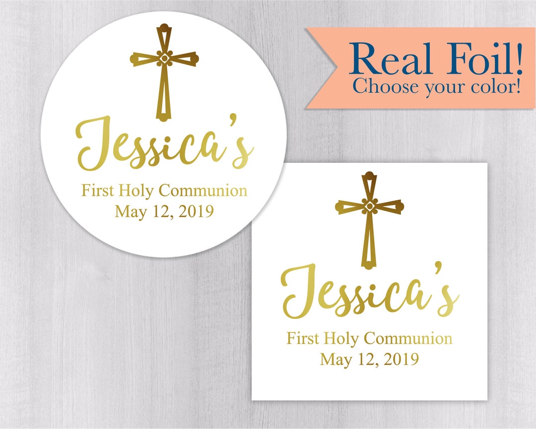 First Communion Stickers, Foiled First Holy Communion for Favors or ...