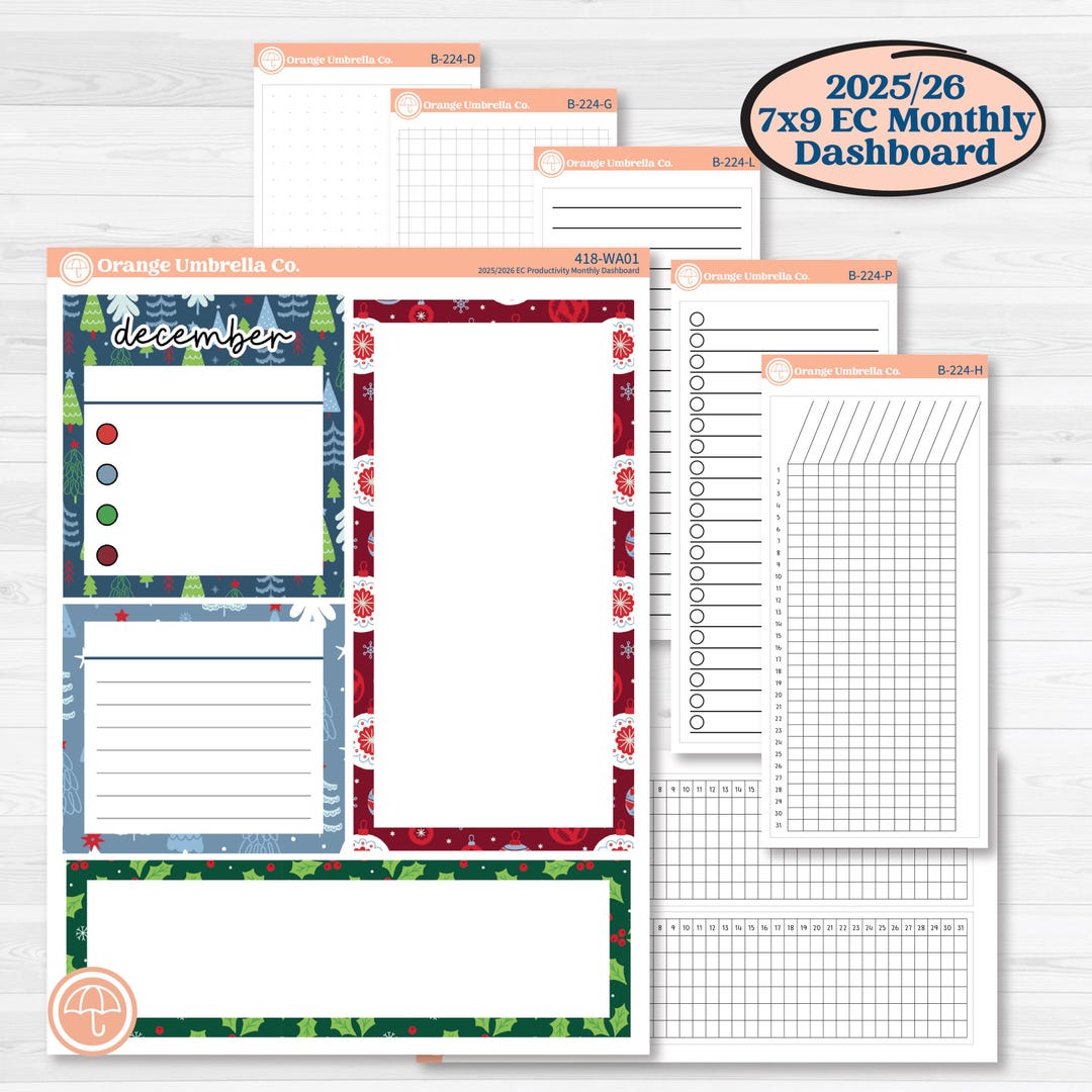 Playful Winter Kit | 7x9 Erin Condren Life Planner Monthly Dashboard ...
