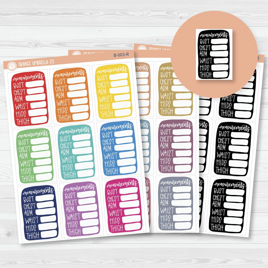 Body Measurement/dimension Tracking Planner Stickers | B-003 - Etsy