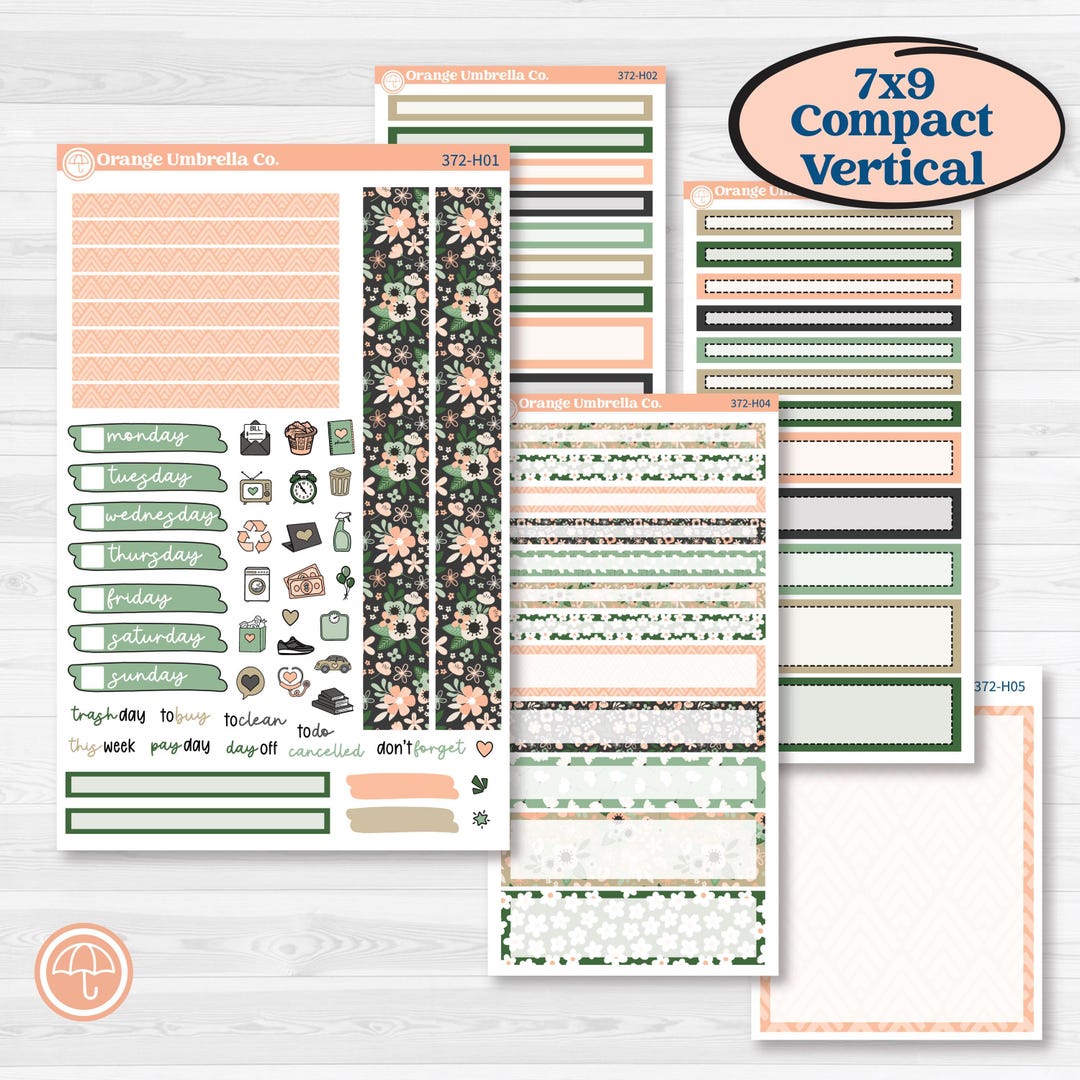CLEARANCE | Spring Floral Kit | 7x9 Compact Vertical Planner Kit ...