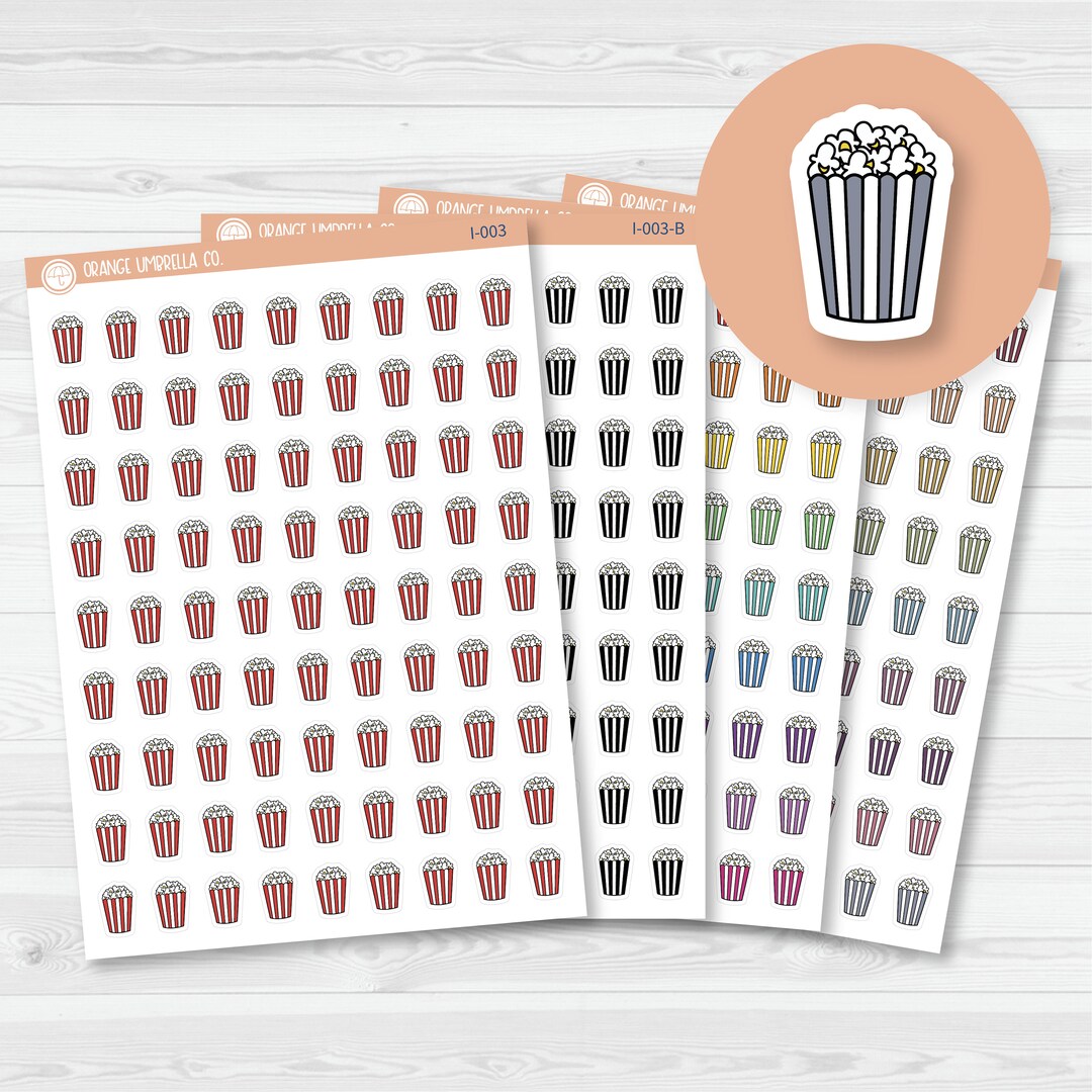 Popcorn Movie Night Icon Planner Stickers | I-003 - Etsy