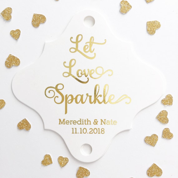 Wedding Favor Tags Sparkler Tags Gold Foil Let Love Sparkle | Etsy