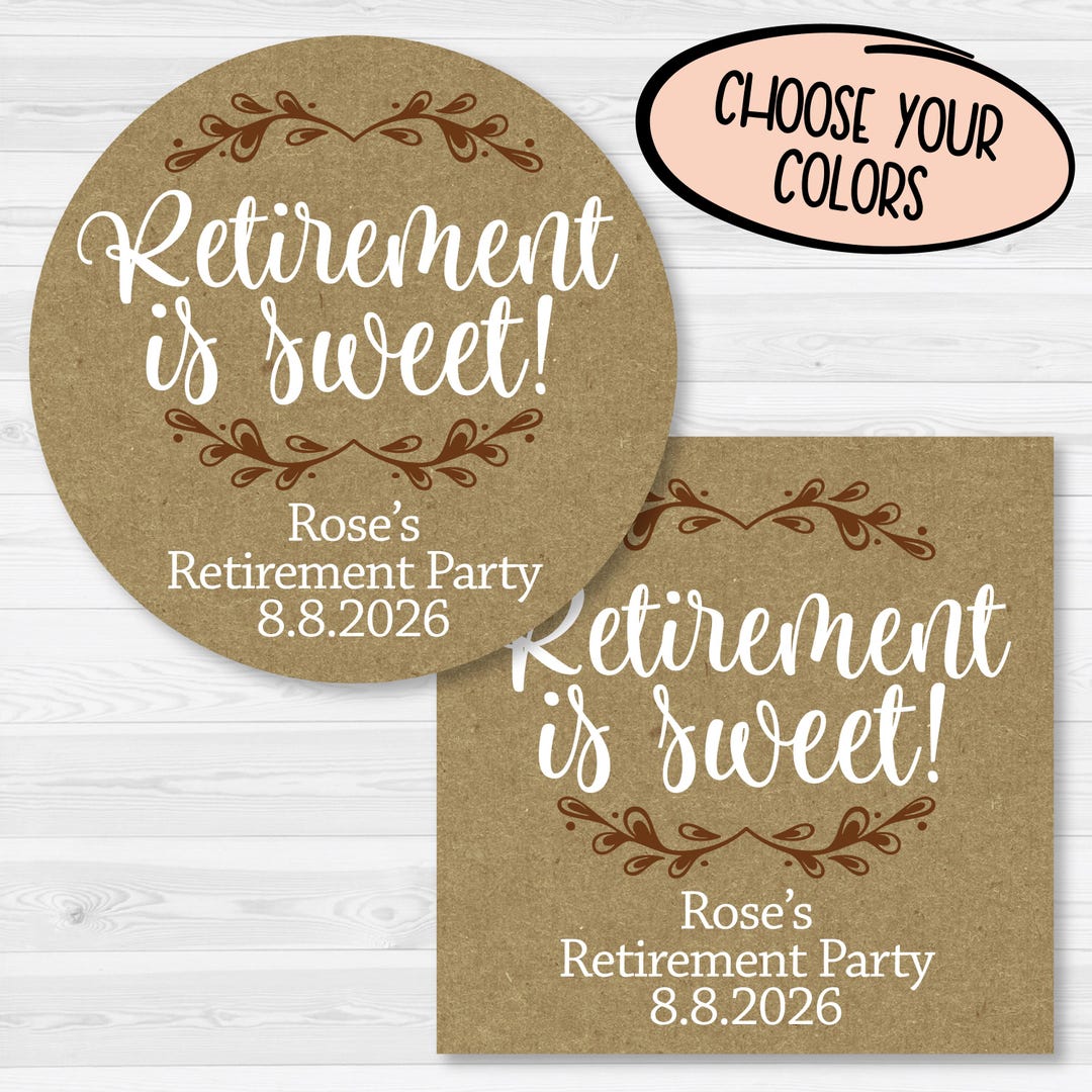 Retirement is Sweet Stickers | Retirement Party Favor Labels ...