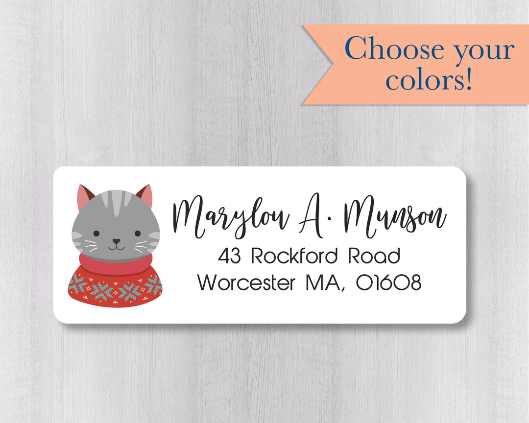 Cat Address Labels, Christmas Return Address Labels, Return Address ...