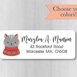 Cat Address Labels, Christmas Return Address Labels, Return Address ...