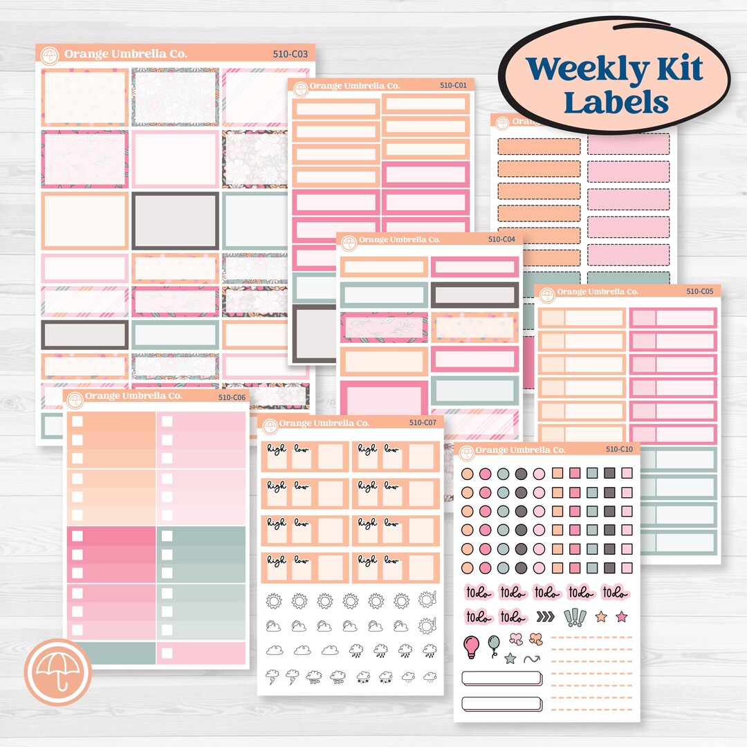 Soft Pink Florals | Weekly Add-on Labels Planner Kit Stickers | I Pick ...