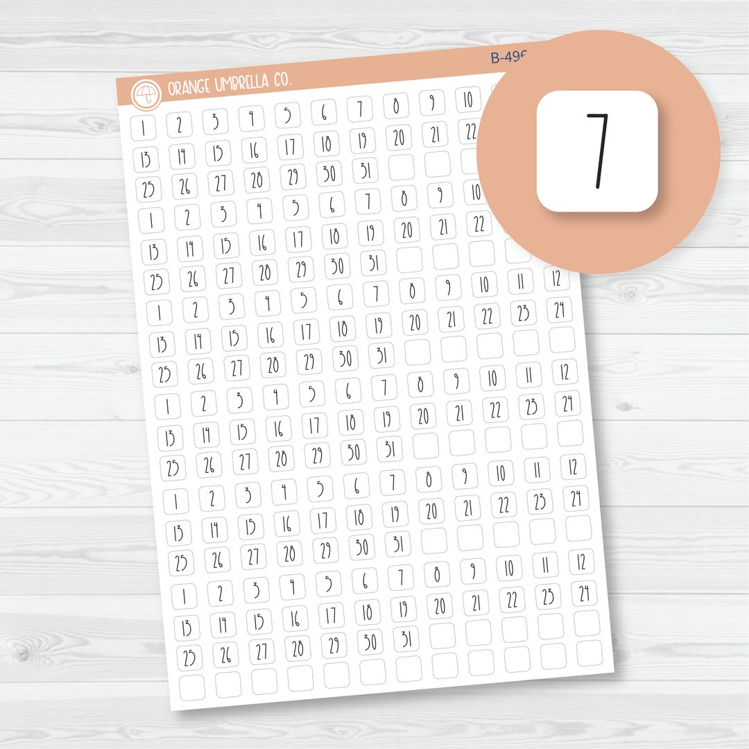 6 Months of Date Dot Covers Tiny Planner Stickers | FC12 Script Square ...