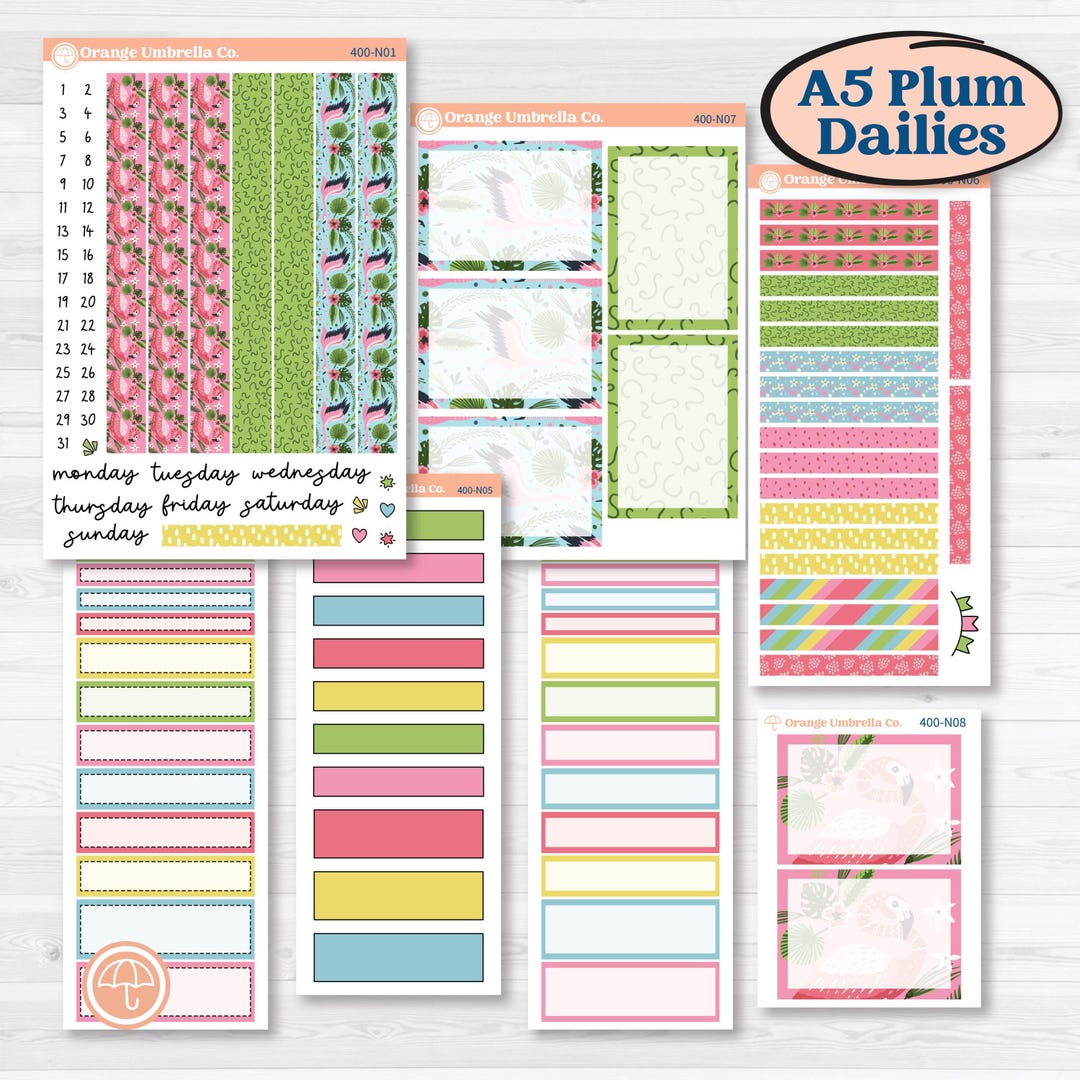 Flamingos Kit | A5 Plum Daily Planner Kit Stickers | Flamboyance | KIT ...