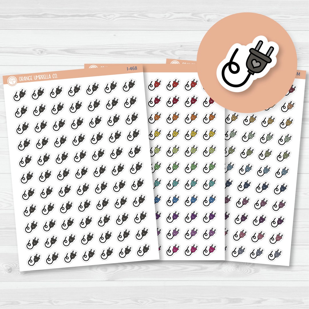 Hand Doodled Plug/unplug Icon Planner Stickers | I-468 - Etsy