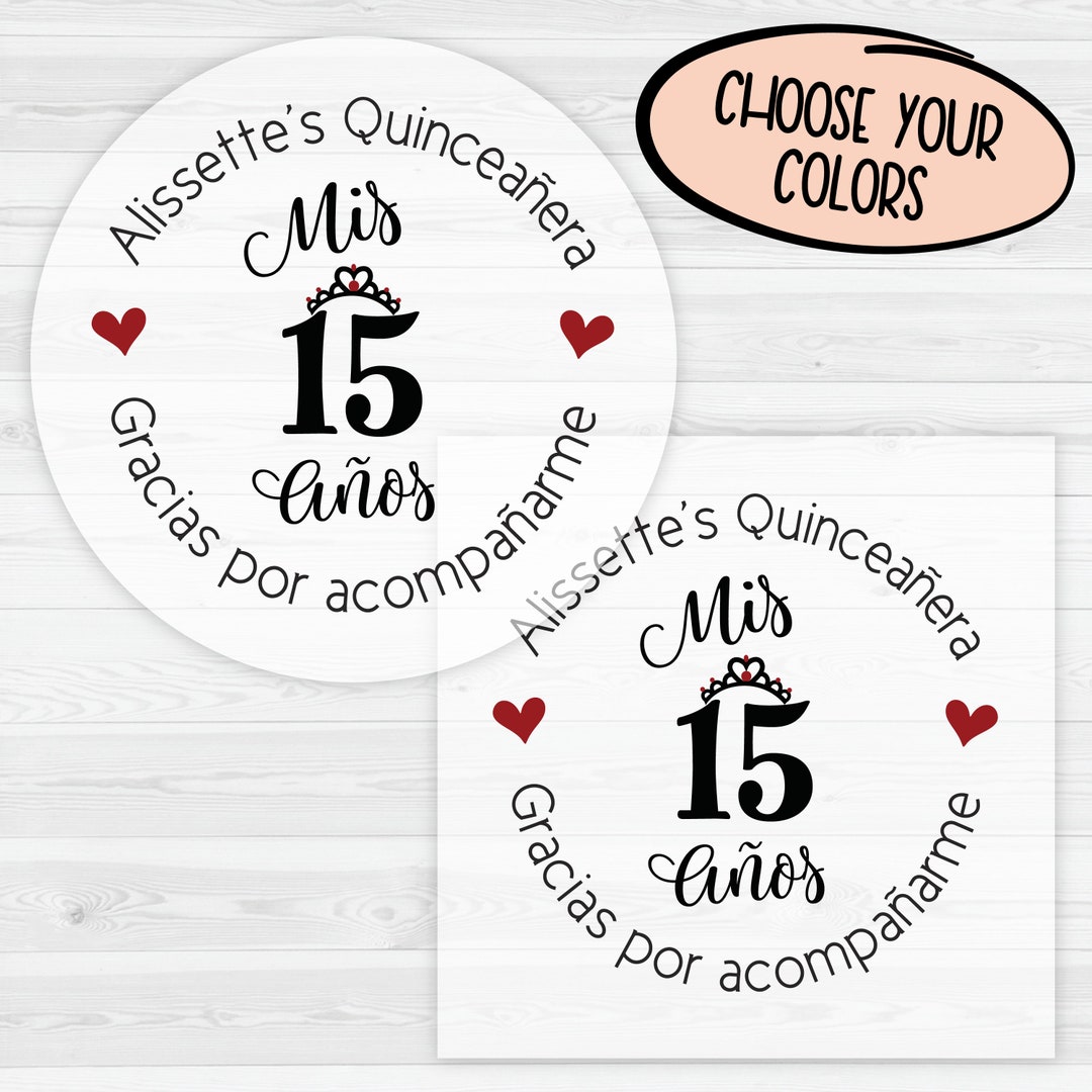 Printed Clear Mis Quince Stickers | Etiquetas De Quinceañera ...
