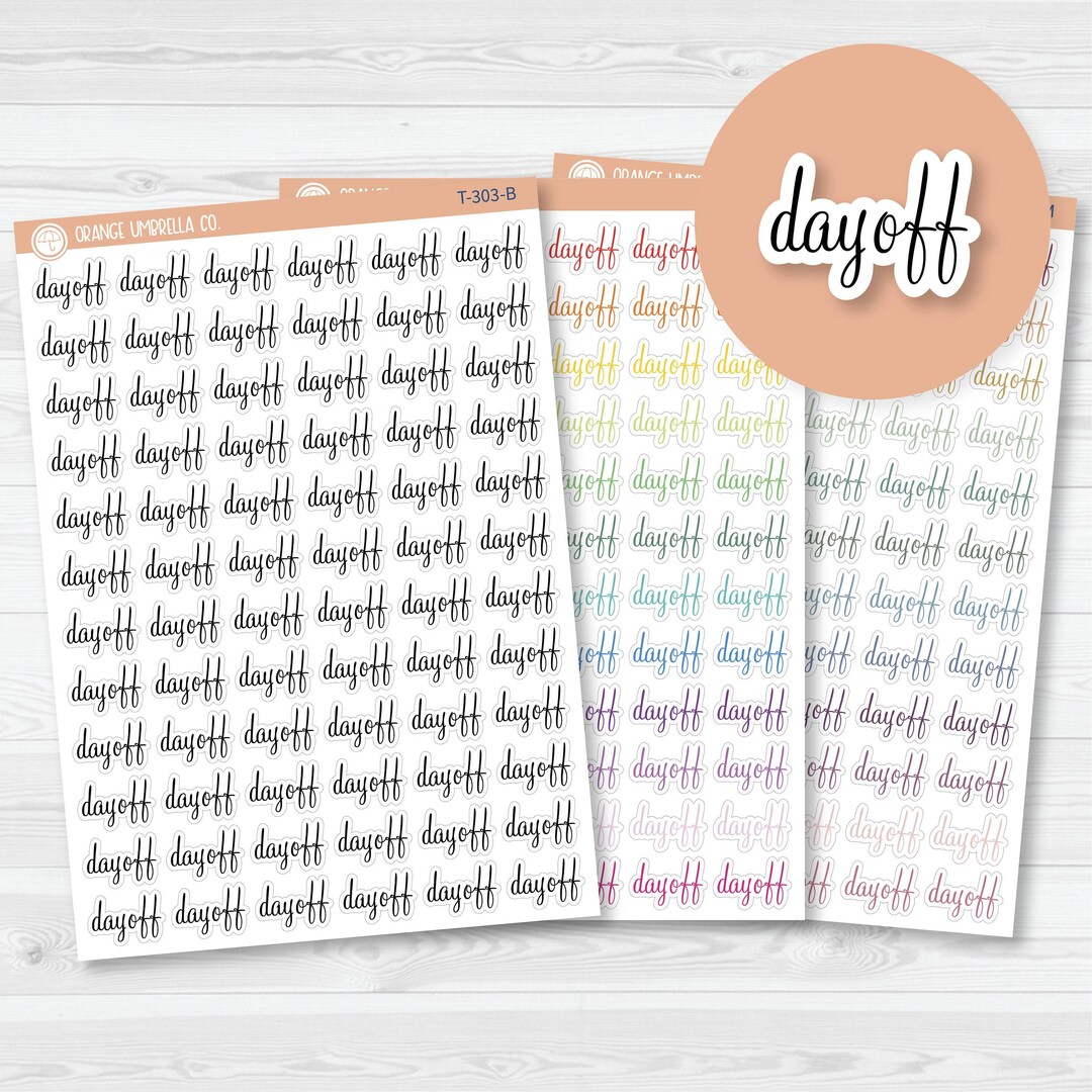 Day off Script Planner Stickers | F4 | T-303 - Etsy