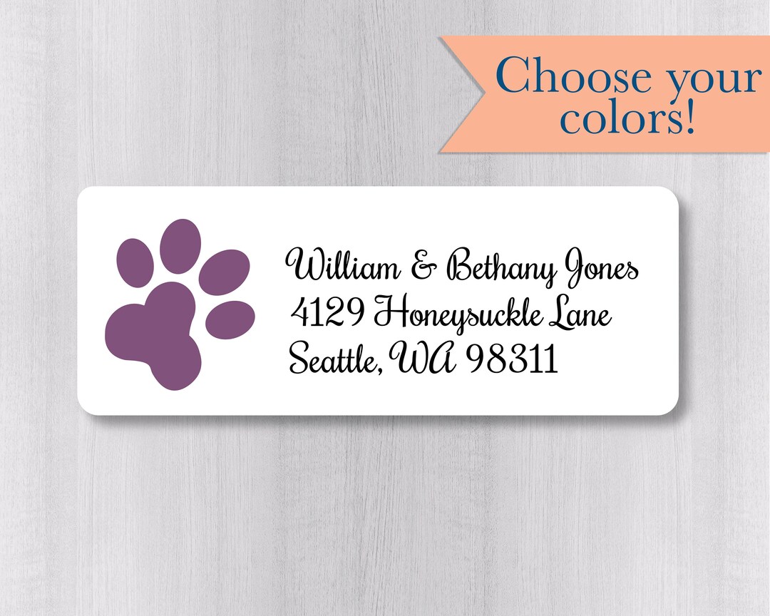 Dog Paw Print Return Address Labels, Doggie Paw Print Return Address ...