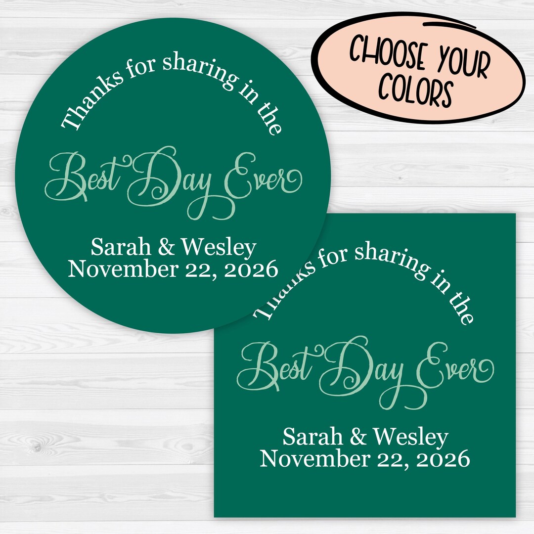 Best Day Ever Wedding Stickers | Wedding Favor Labels | Wedding Favor ...