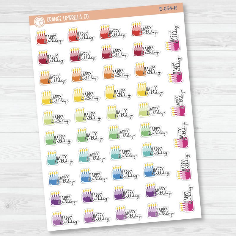 Happy Birthday Icon Script Planner Stickers | FC11 | E-054 - Etsy