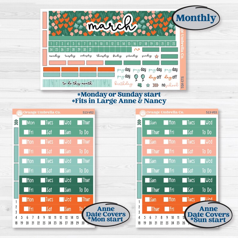 Playful March Florals | Laurel Denise Nancy Large & Anne Large Planner ...