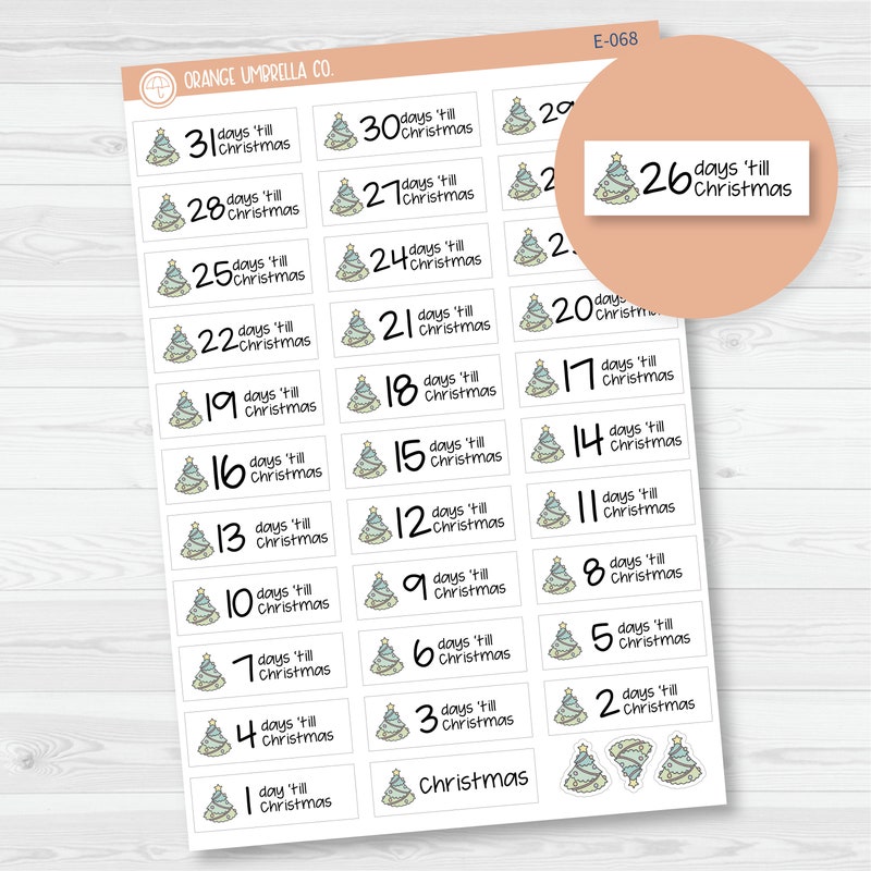 Christmas Countdown Stickers - Etsy