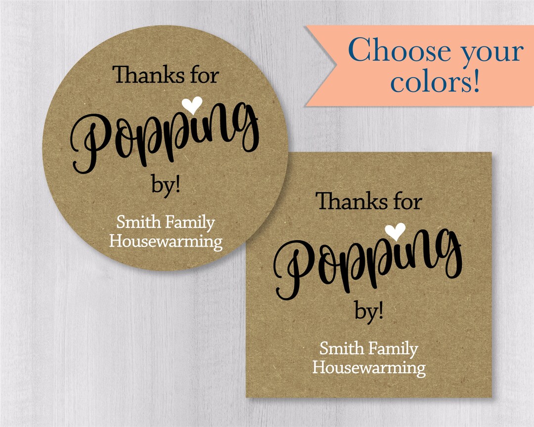 Thanks for Popping By! Popcorn Favor Party, Event, Housewarming ...