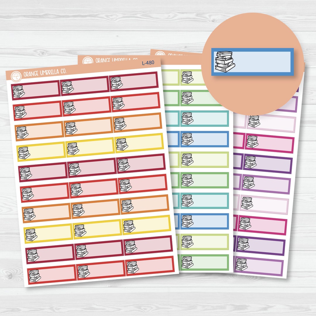 Book Stack / Reading Tracker Color Label & Icon Planner Stickers | L ...