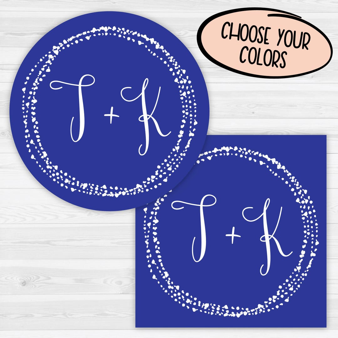 Initials Wreath Wedding Sticker | Personalized Wedding Invitation ...