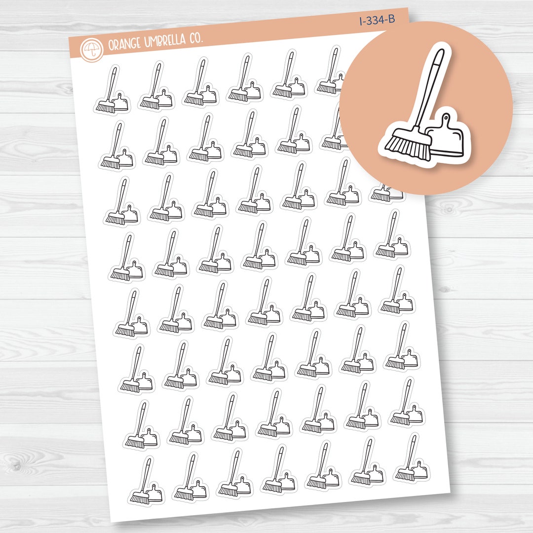 Broom and Dustpan Icon Planner Stickers, Icon Chore Labels, Cleaning ...