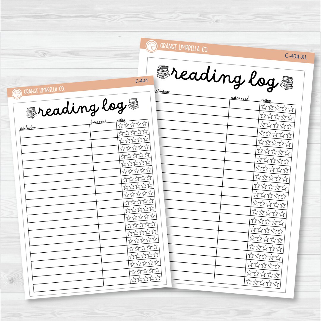 Reading Log With Ratings Tracker Full Page Dashboard | A5 & 7x9 Size ...