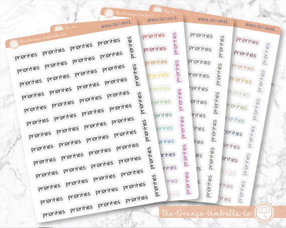 Priorities Jen Plans Script Planner Stickers and Labels FJP - Etsy