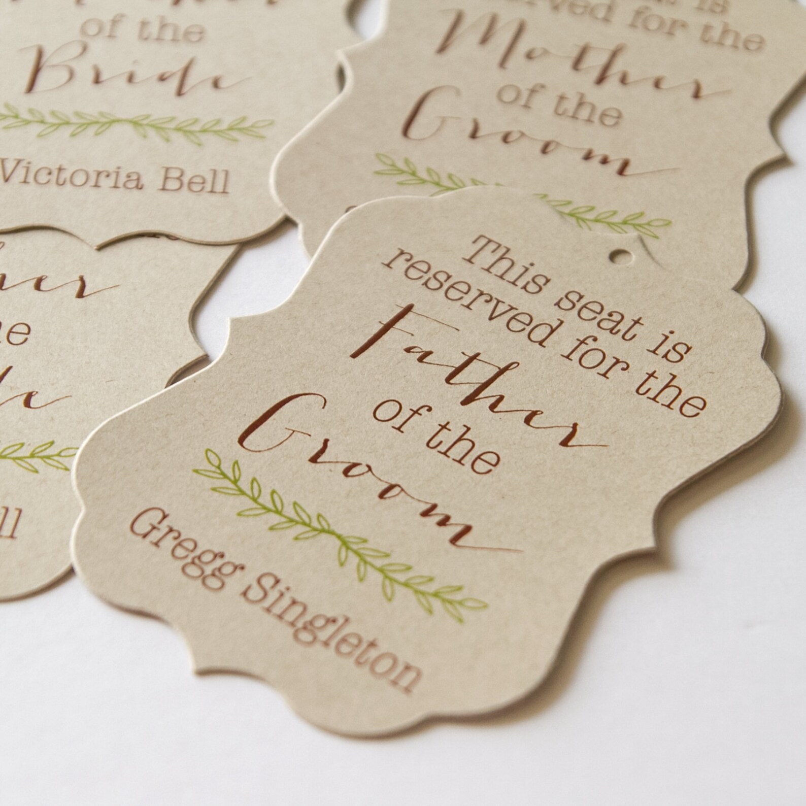 Reserved Seating Tags Kraft Wedding Seat Reservation Tags - Etsy