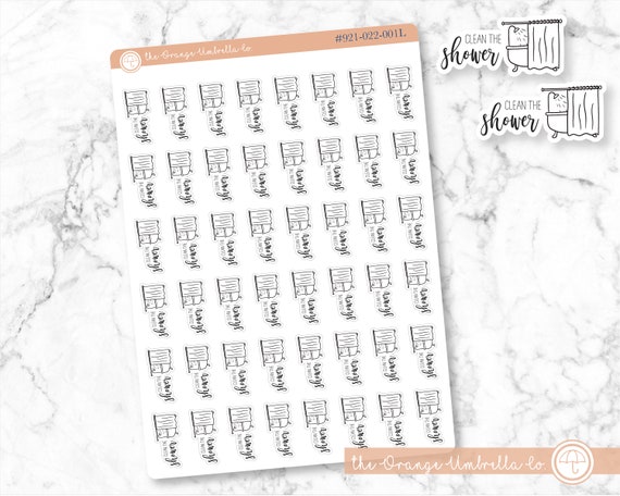 Clean the Shower Icon Script Planner Stickers and Labels F2 - Etsy