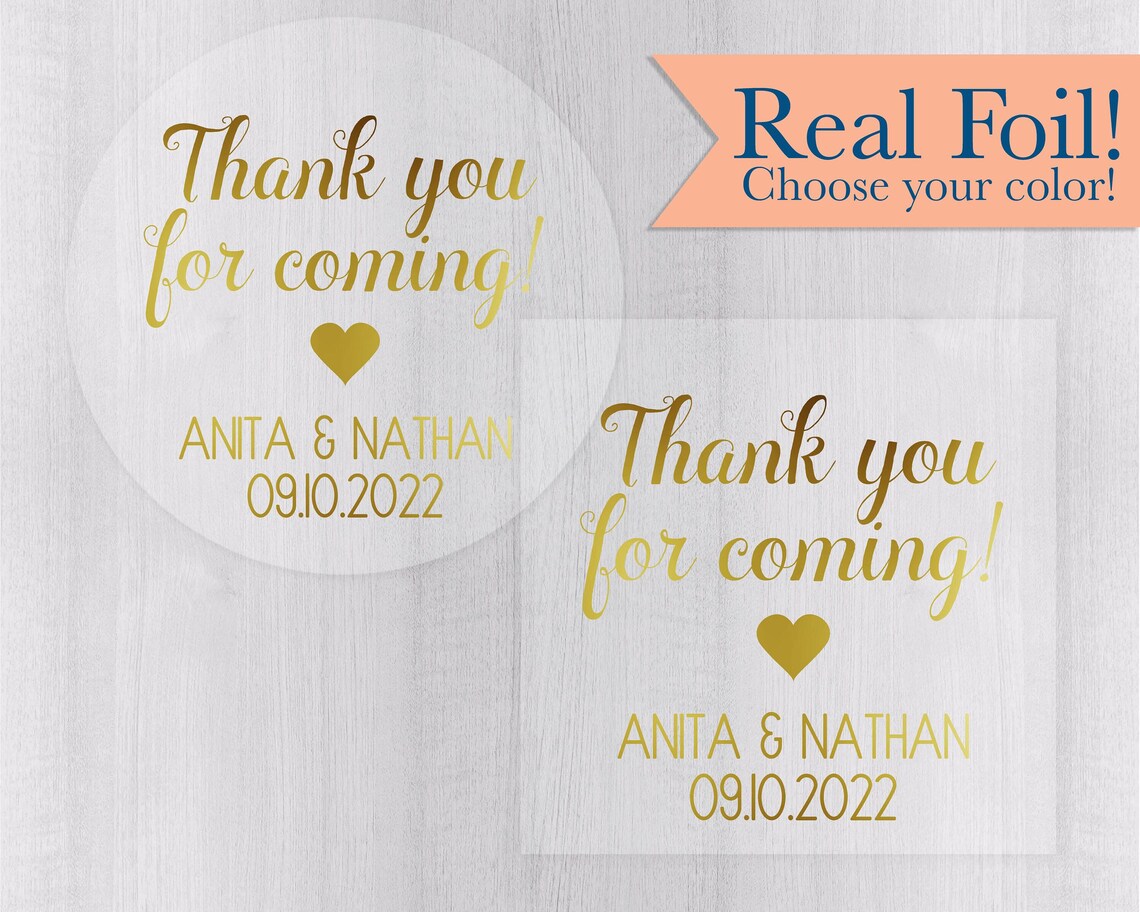 Thank You for Coming Clear Transparent Color Foil Stickers, Thank You ...