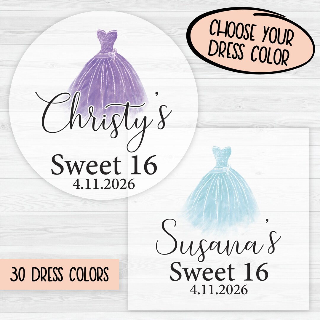 Printed Clear Sweet 16 Stickers Sweet Sixteen Favor Labels Transparent ...