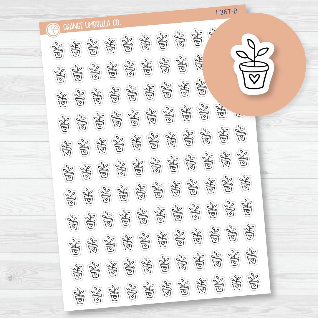 Plant Doodle Icon Planner Stickers | I-367-B - Etsy