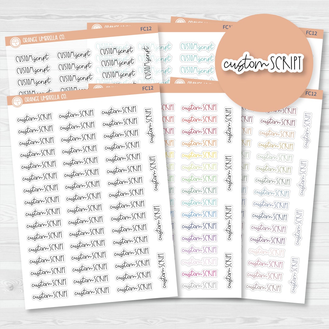 F12 Custom Script Sticker | Removable Matte or Clear Planner Stickers ...