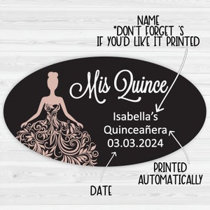 Mis Quince Stickers Quinceañera Oval Birthday Celebration Favor ...