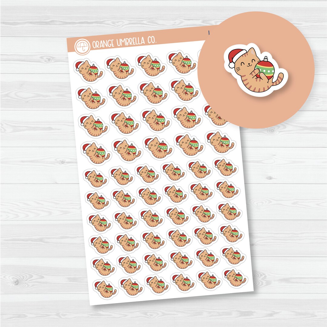 CLEARANCE Spazz Cat Christmas Ornament Planner Stickers, Spazzy Cat ...
