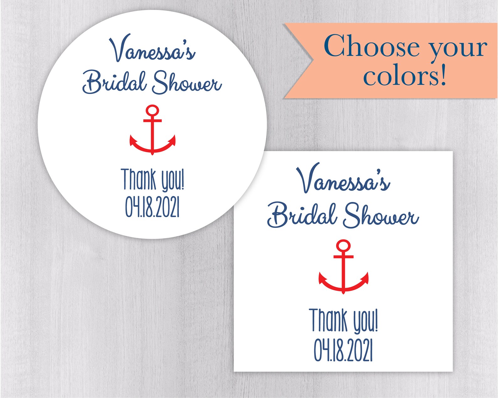 Bridal Shower Favor Stickers Nautical Bridal Shower Stickers - Etsy