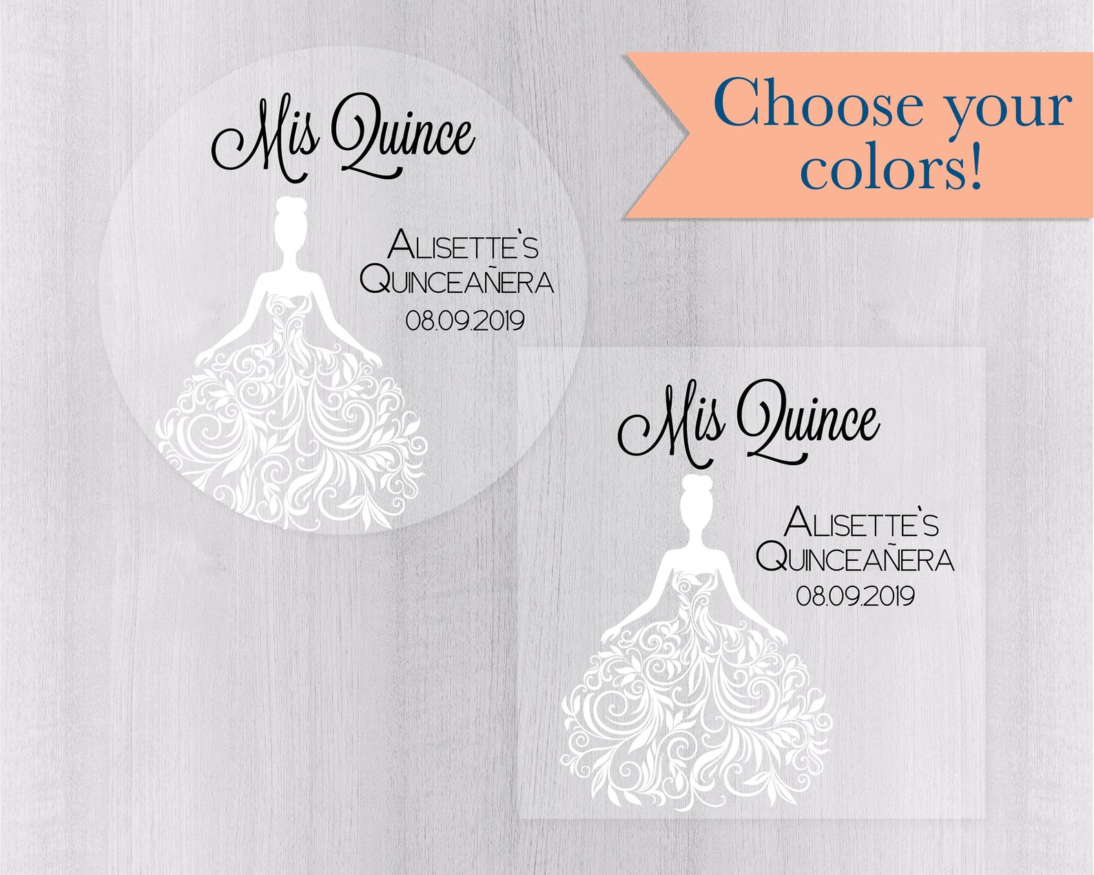 Personalized Clear Mis Quince Stickers Etiquetas De - Etsy