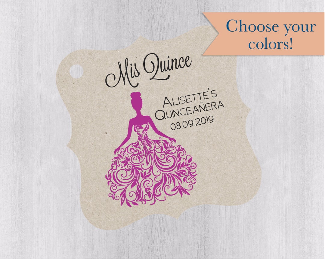 Mis Quince Favor Tags, Kraft Brown Custom Birthday Favor Tags ...
