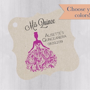 Mis Quince Favor Tags, Kraft Brown Custom Birthday Favor Tags ...