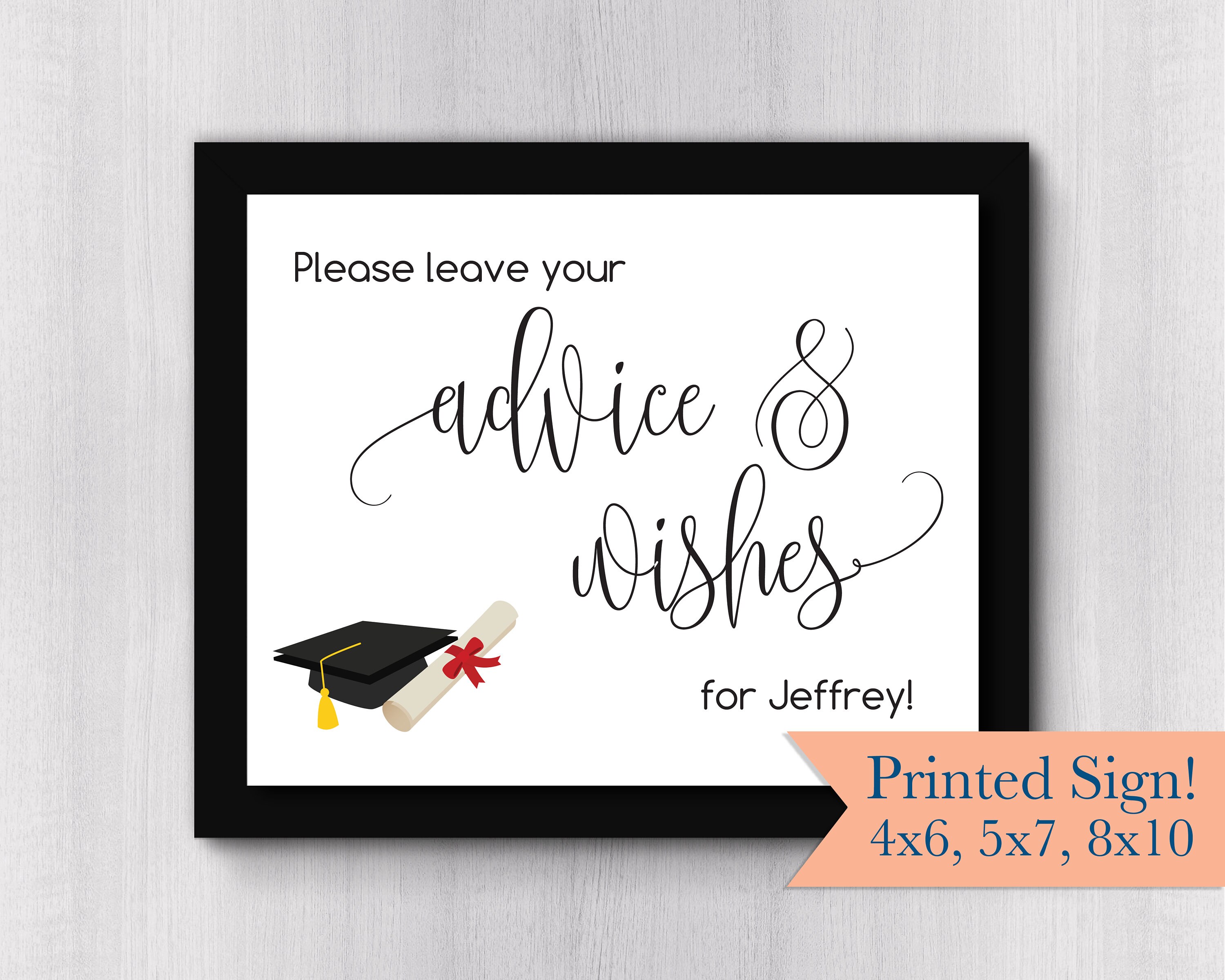 Graduation Sign, Advice Card Sign for Graduates, Guestbook Signage (s ...