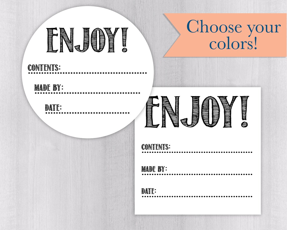 Enjoy White Matte Mason Jar Labels Rustic Canning Stickers | Etsy