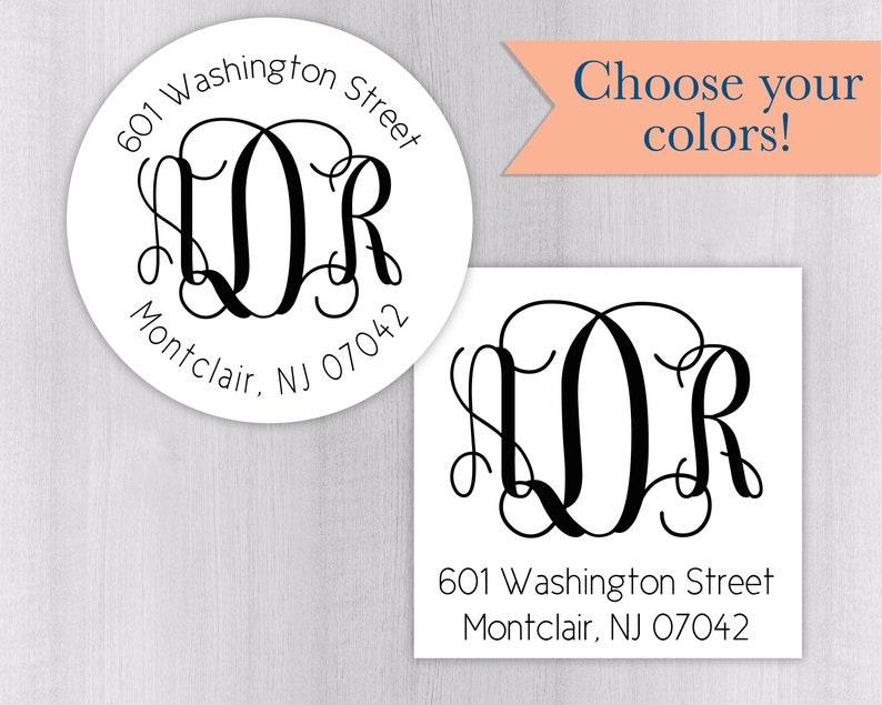 Monogram Return Address Stickers Round Address Labels - Etsy