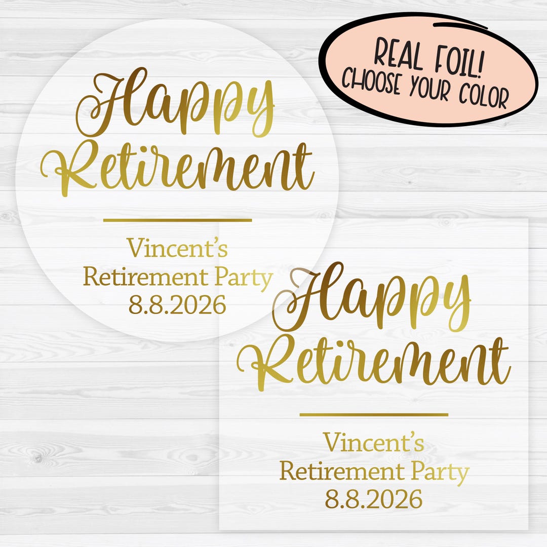 Happy Retirement Stickers Retirement Party Favor Labels Customizable ...