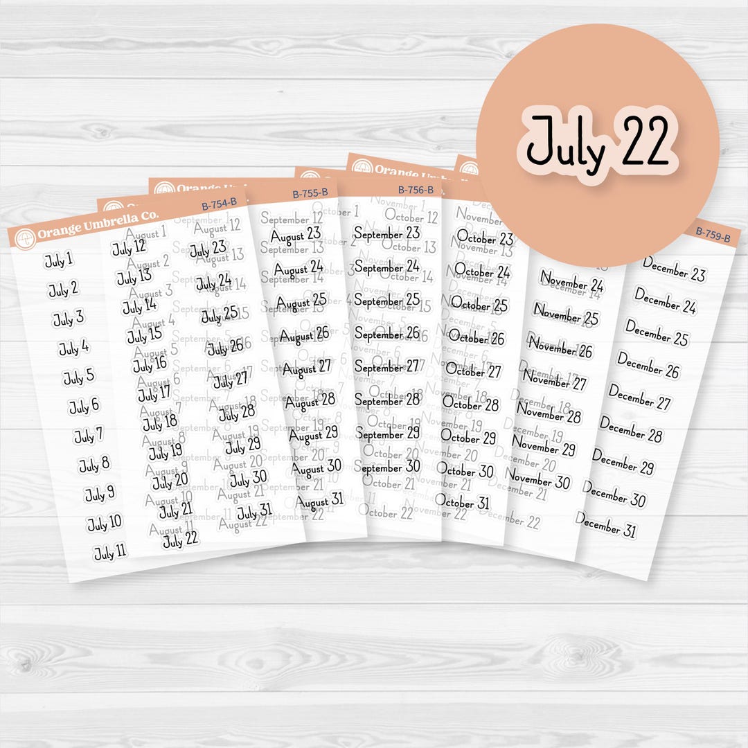 CLEARANCE | Dates of the Month Planner Stickers and Labels | F16 Print ...