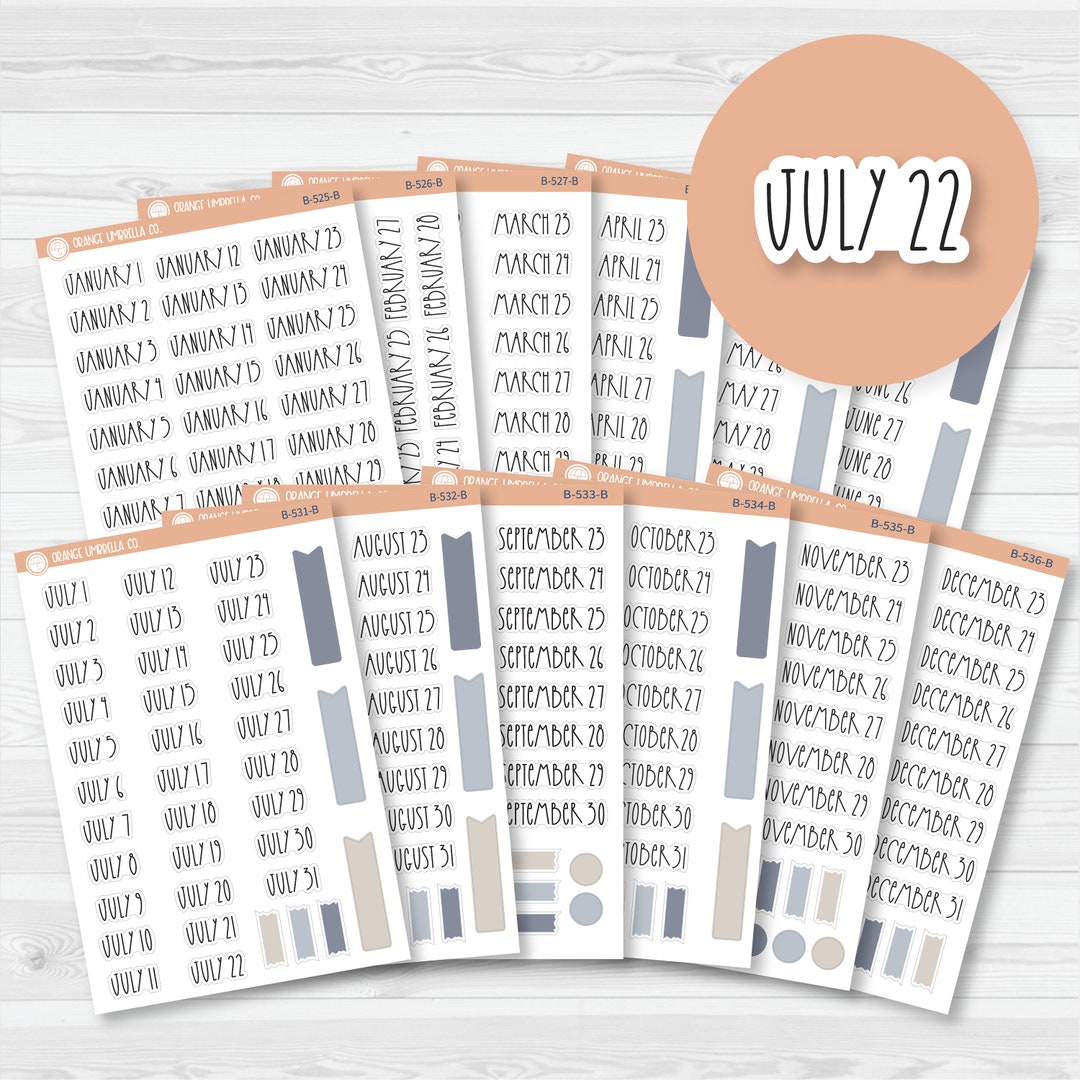 CLEARANCE | Monthly Dates of the Month Planner Stickers | FC12 Print ...