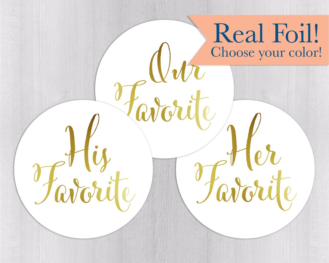 His Favorite Her Favorite Our Favorite Foiled Wedding Stickers ...