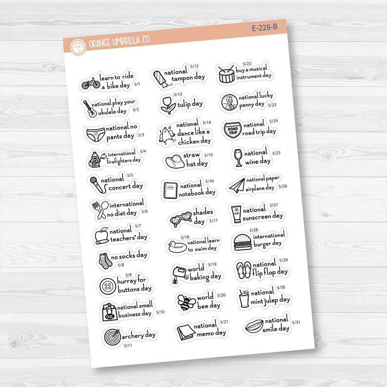 May Wacky Holidays Mini Script Planner Stickers | F16 | E-228 - Etsy