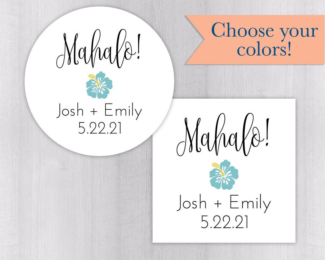 Mahalo Wedding Stickers, Personalized Wedding Stickers, Personalized ...
