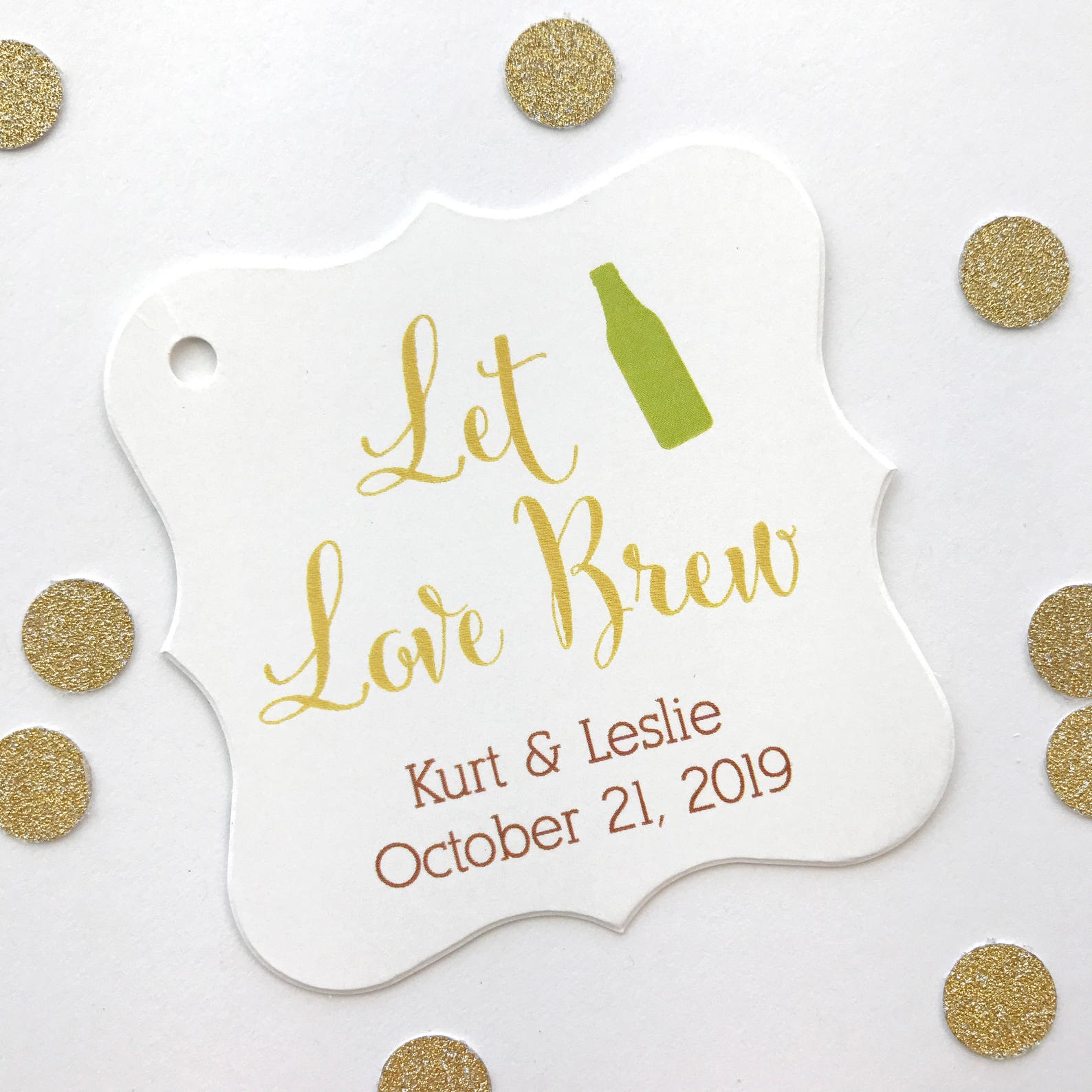 Let Love Brew Favor Tags, Beer Bottle Wedding Favor Tags, Wedding Hang ...