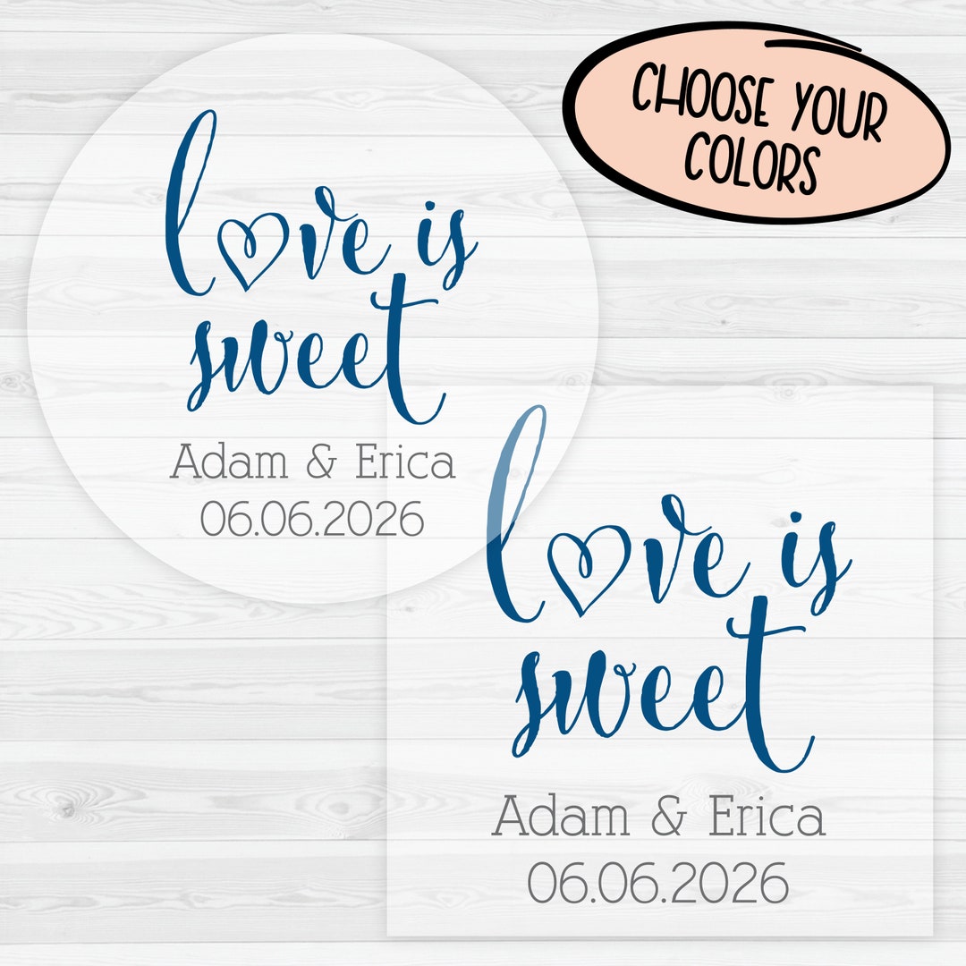 Love is Sweet Wedding Labels | Clear Transparent Wedding Stickers ...
