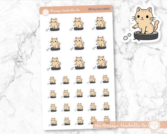 Spazz Cat Robot Vacuum/runs Roomba Icon Planner Stickers and - Etsy